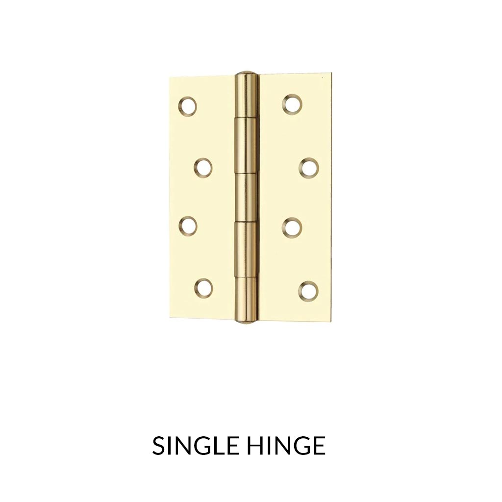 Ares Loft Style Polished Gold Finish Square Cornered Hinges 102x67x2mm
