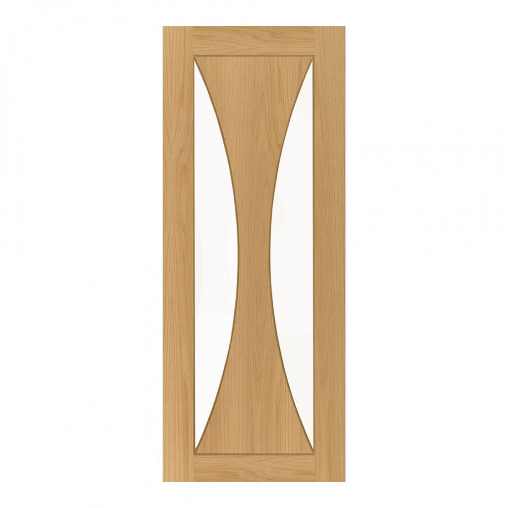 Top Mounted Black Sliding Track & Door - Sorrento Oak Door - Clear Gla