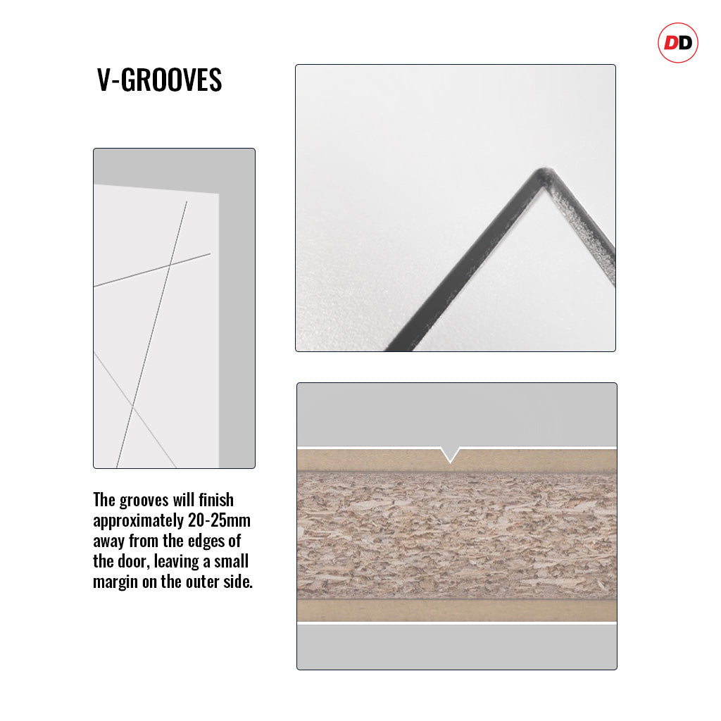 V-Line® Grooved Flush Door V020 - Premium Primed - Six Colour Options