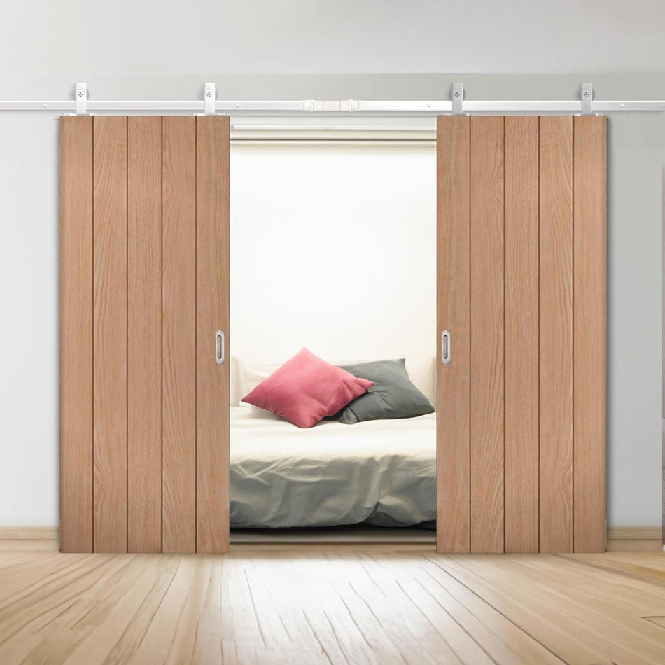 Top Mounted Stainless Steel Sliding Track & Double Door - Wexford Oak ...