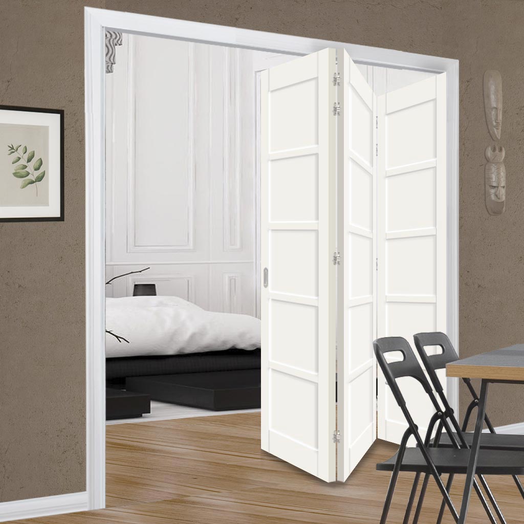 Three Folding Door & Frame Kit - Eco-Urban® Bedford 5 Panel DD6205P 3+