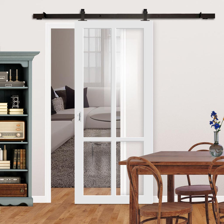 Top Mounted Black Sliding Track & Solid Wood Door - Eco-Urban® Bronx 4 ...