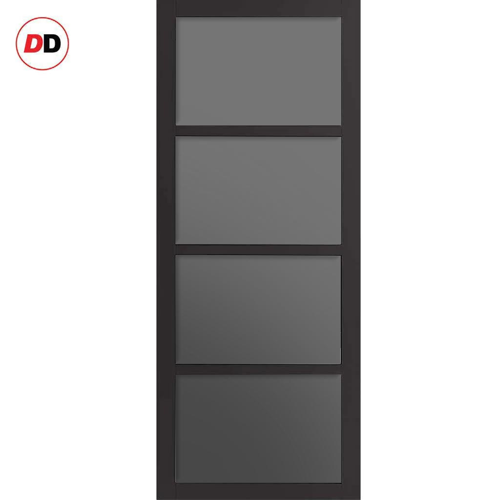 Brooklyn 4 Pane Solid Wood Internal Door UK Made DD6308 - Tinted Glass