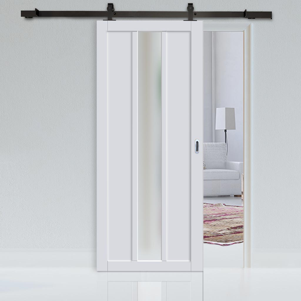 Top Mounted Black Sliding Track & Solid Wood Door - Eco-Urban® Cornwal