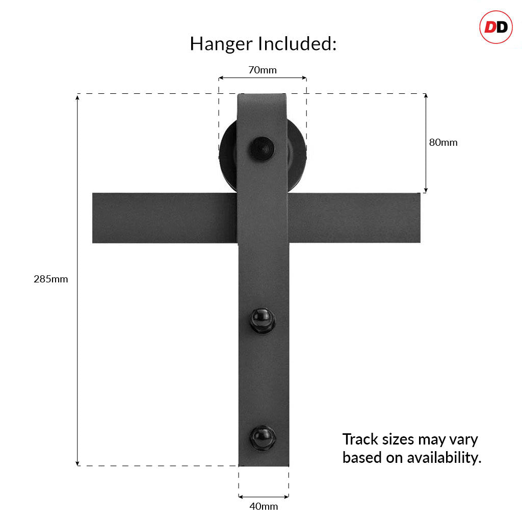 Single Sliding Door & Black Barn Track - Eton American Oak Veneer Door