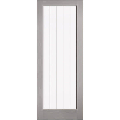 Moulded Textured Vertical 1 Light Grey Internal Door - Clear Glass Fro ...