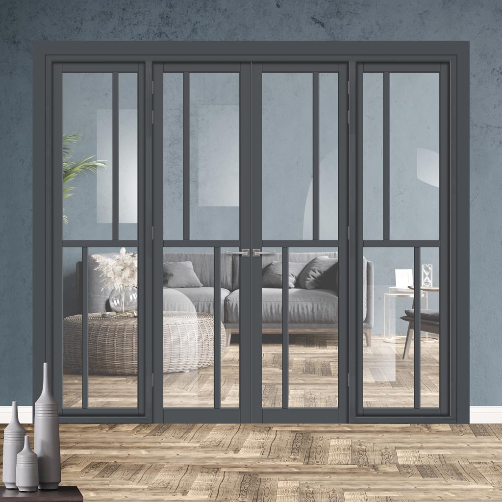 Urban Ultimate® Room Divider Hampton 4 Pane Door Pair DD6413C with Mat