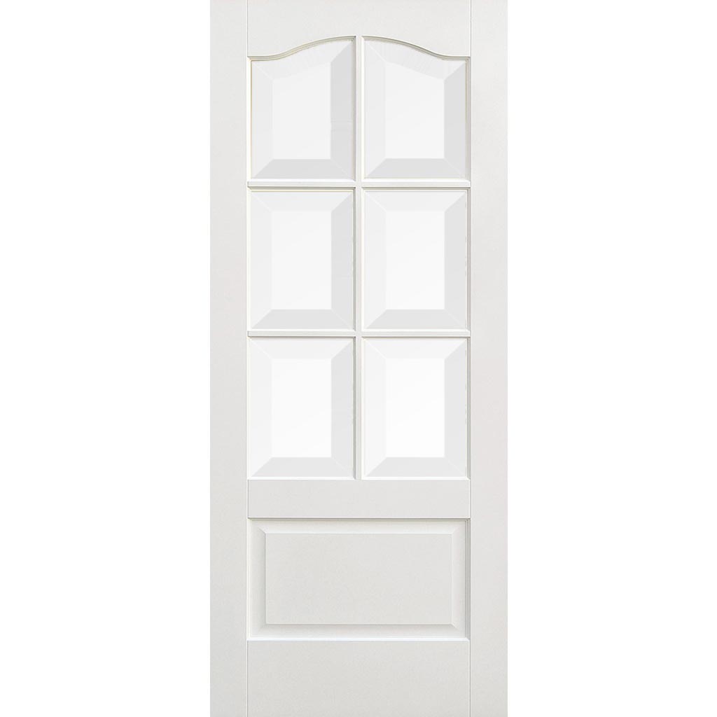 WhiteRoom Divider - Kent 6 Pane Bevelled Clear Glass Primed Door with