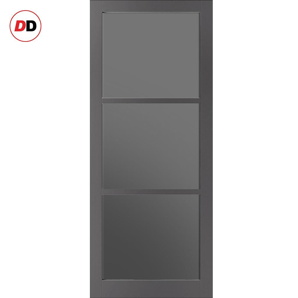 Manchester 3 Pane Solid Wood Internal Door UK Made DD6306 - Tinted Gla