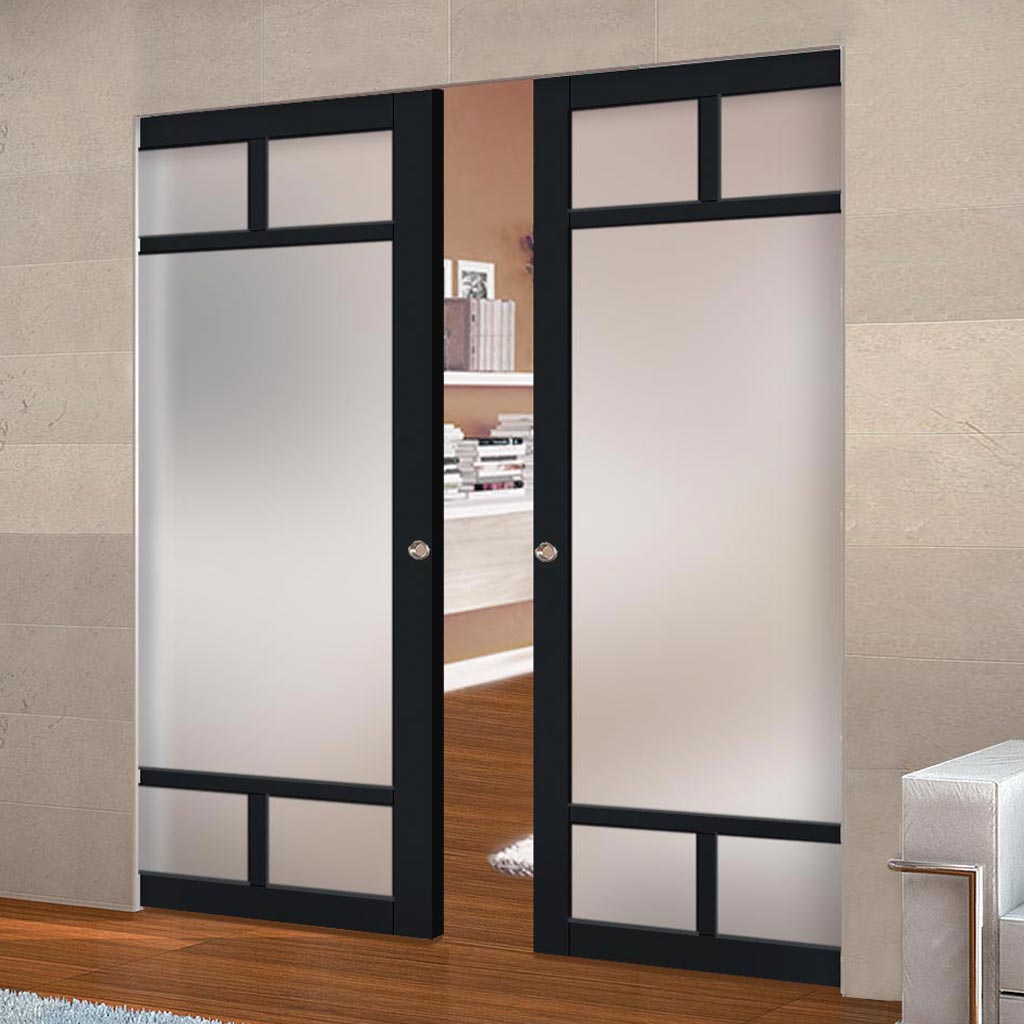 Handmade Eco-Urban® Sydney 5 Pane Double Absolute Evokit Pocket Door D