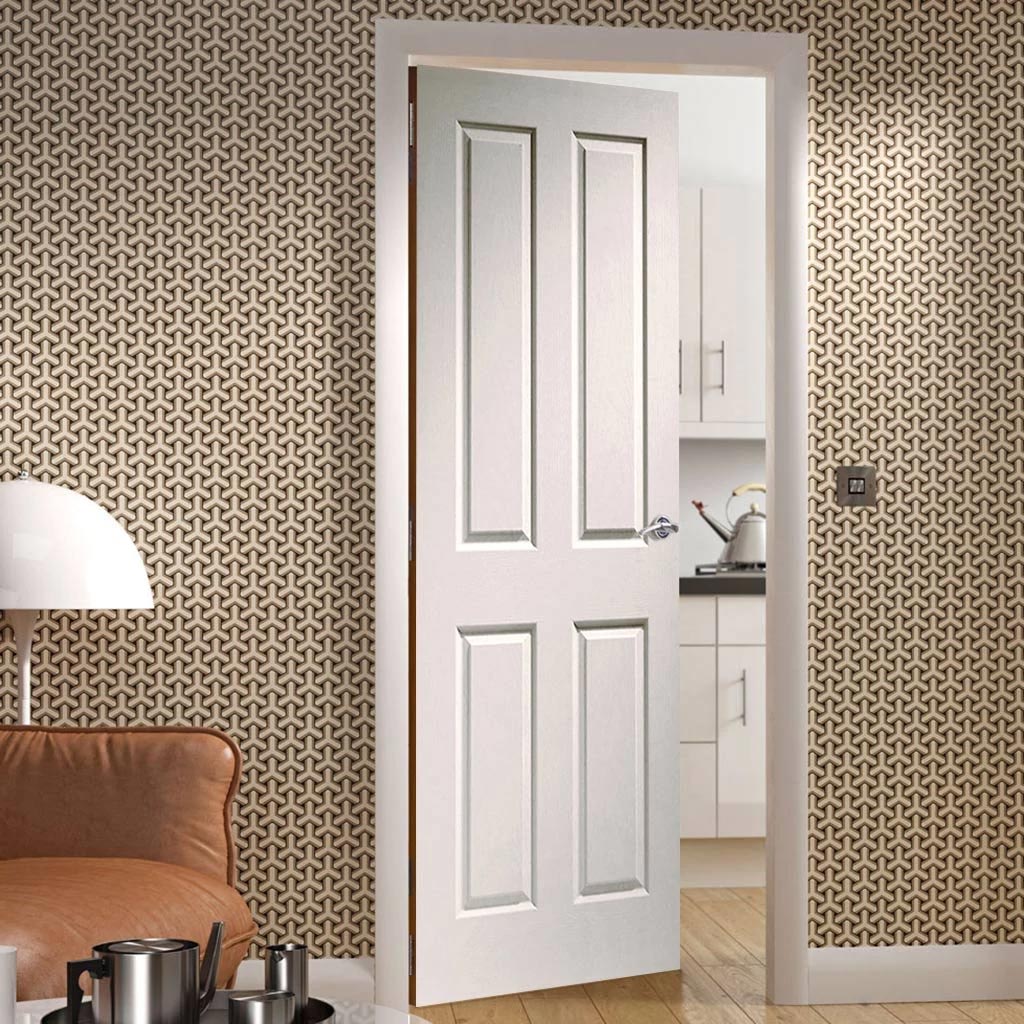 OUTLET - Fire Proof Victorian 4 Panel Fire Door - Woodgrained Surface