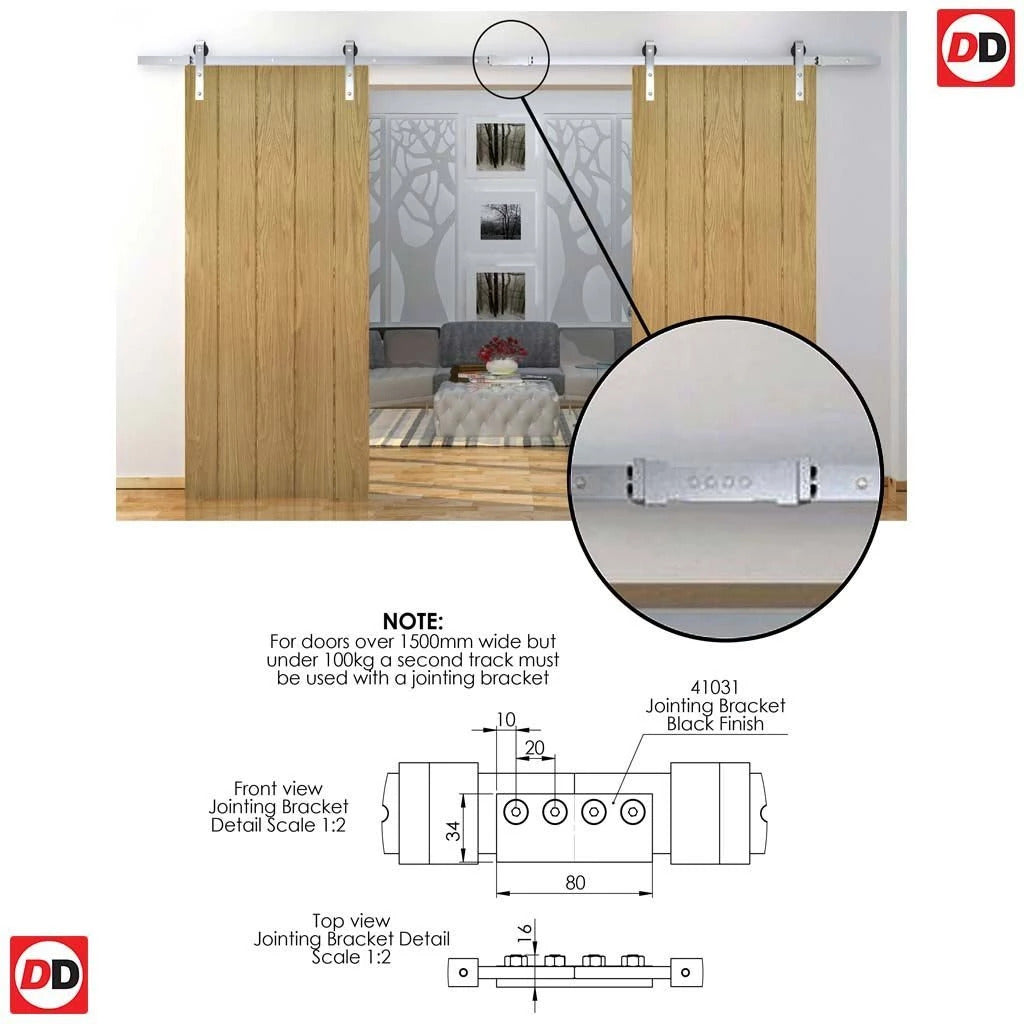 Double Sliding Door & Arrowhead Black Track - Coventry Walnut Prefinis