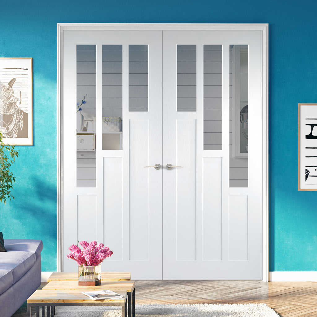 Alexander Lightly Grained Internal PVC Door Pair - Glass Options