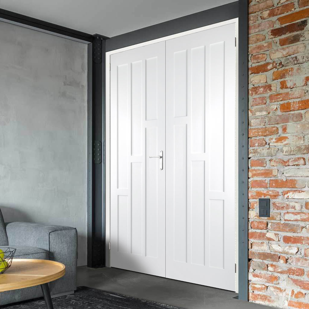 Alexander Lightly Grained Internal PVC Panel Door Pair – Direct Doors