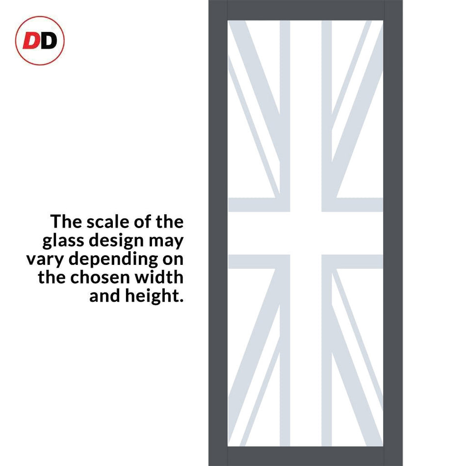 Eco-Urban Artisan® Double Evokit Pocket Door - Union Jack Flag 6mm Obs ...