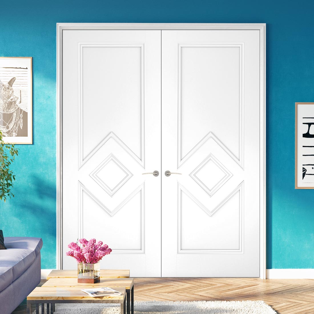 Ascot White Primed Panel Internal Door Pair – Direct Doors