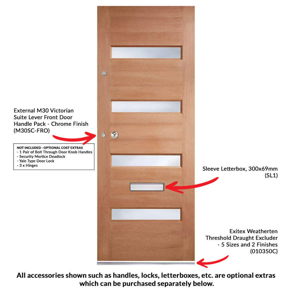 Balham Hardwood Front Door - Frosted Toughened Double Glazing – Direct ...