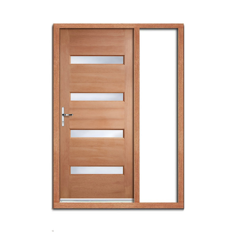 Balham External Hardwood Front Door and Frame Set - Frosted Double Gla ...