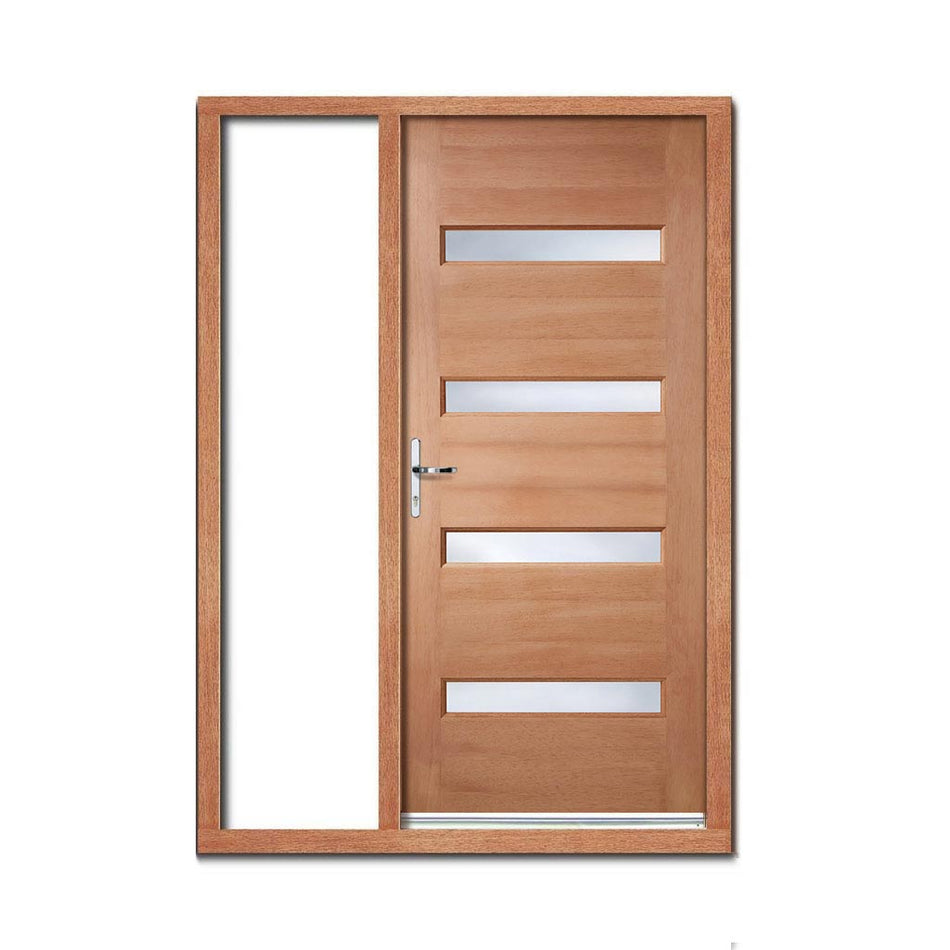 Balham External Hardwood Front Door and Frame Set - Frosted Double Gla ...