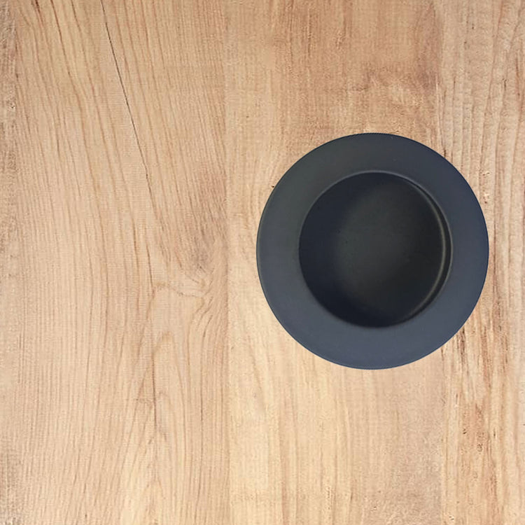 One Pair of Anniston 50mm Sliding Door Round Flush Pulls - Matt Black ...