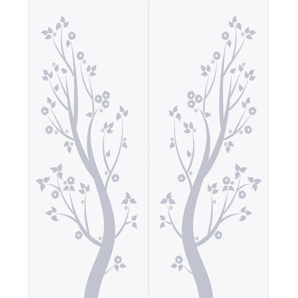 Double Glass Sliding Door - Blooming Tree 8mm Obscure Glass - Clear Pr