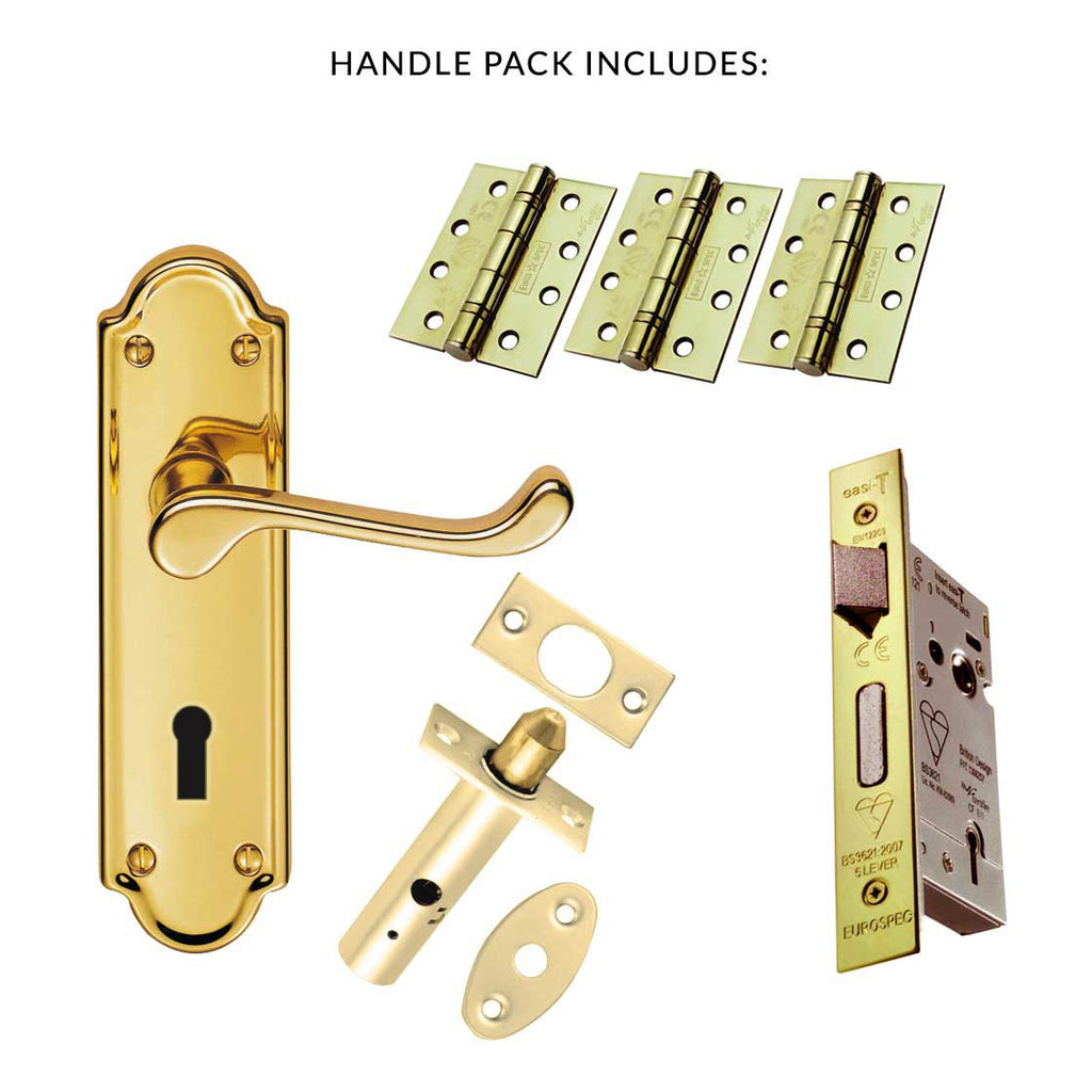 External DL17 Ashtead Suite Lever Back Door Handle Pack - Brass Finish