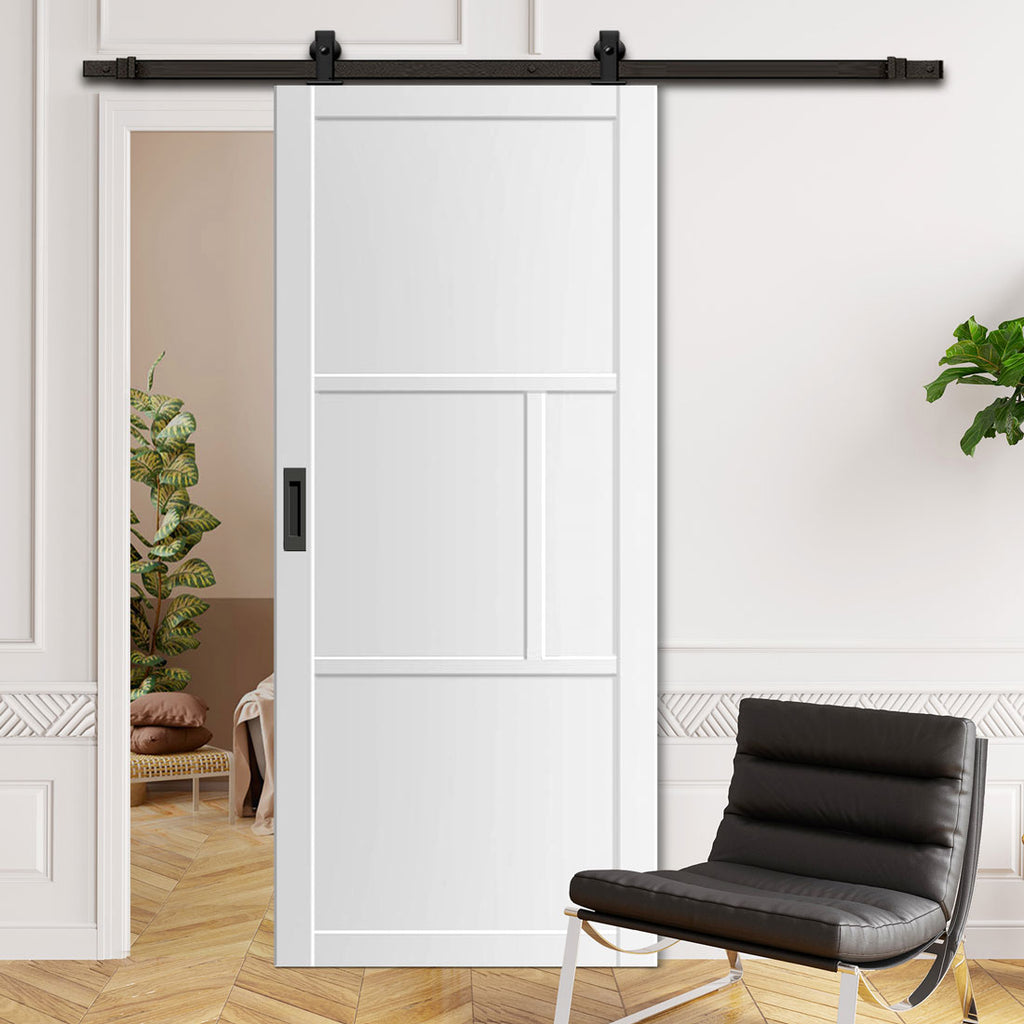 Top Mounted Black Sliding Track & Solid Wood Door - Eco-Urban® Breda 4