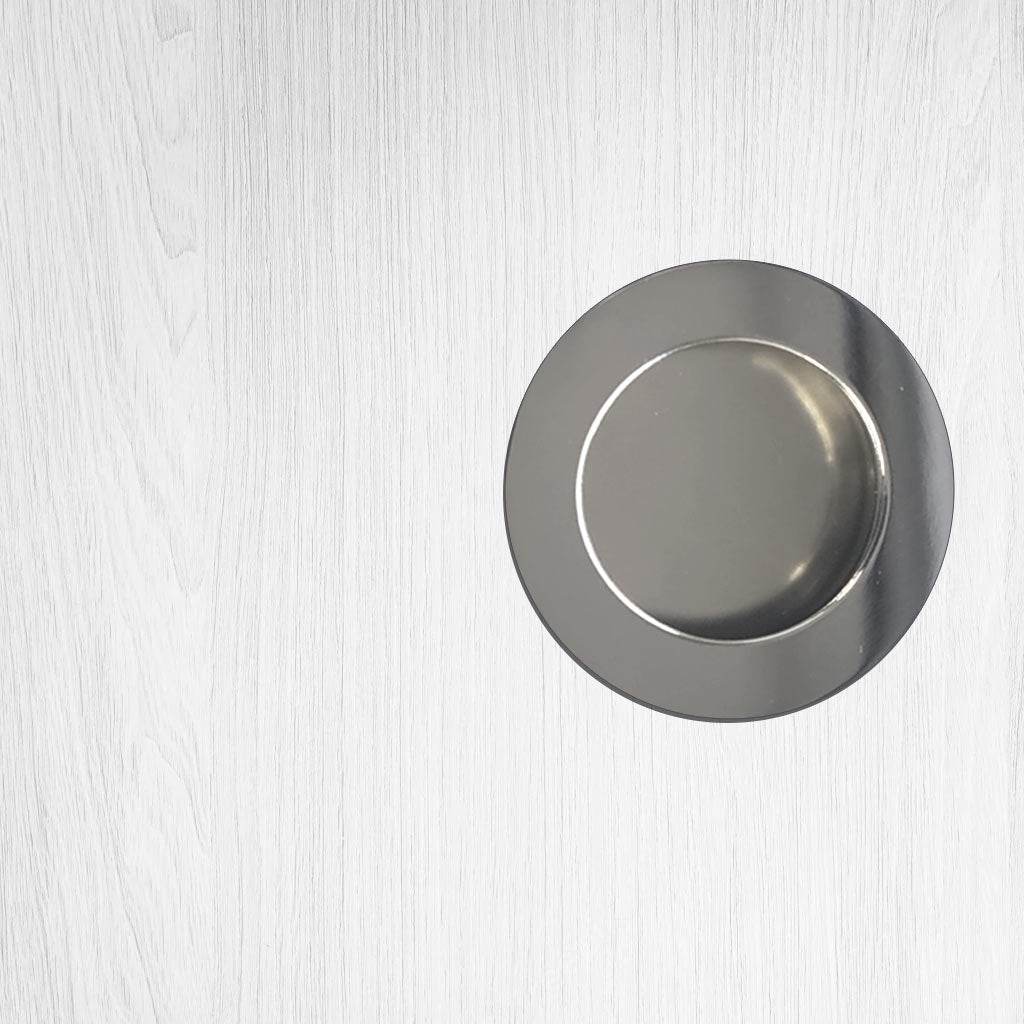 One Pair of Anniston 50mm Sliding Door Round Flush Pulls - Polished St