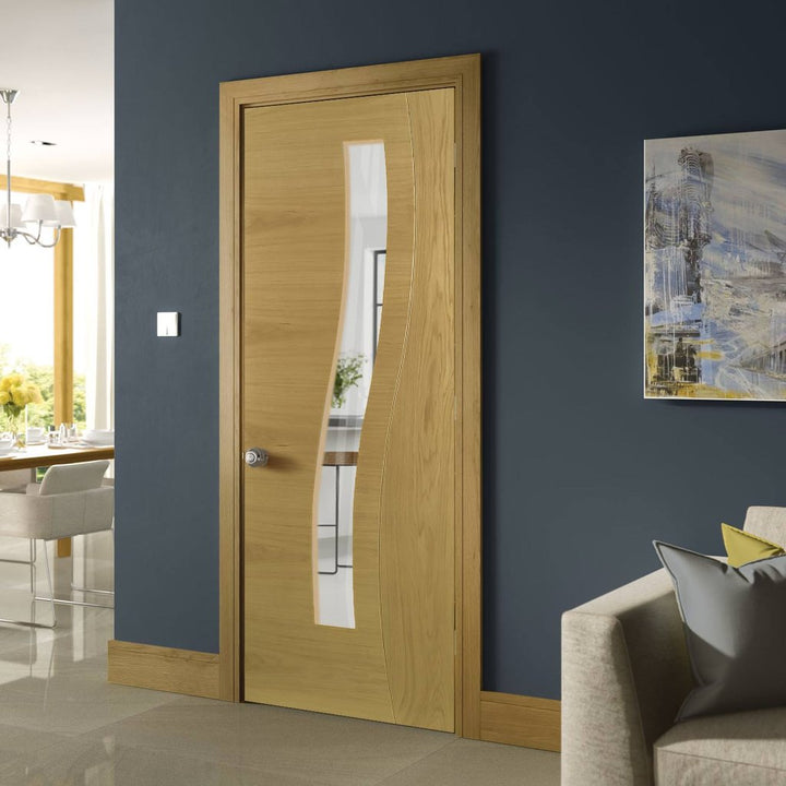 Cadiz Real American White Oak Crown Cut Veneer Internal Door - Prefini