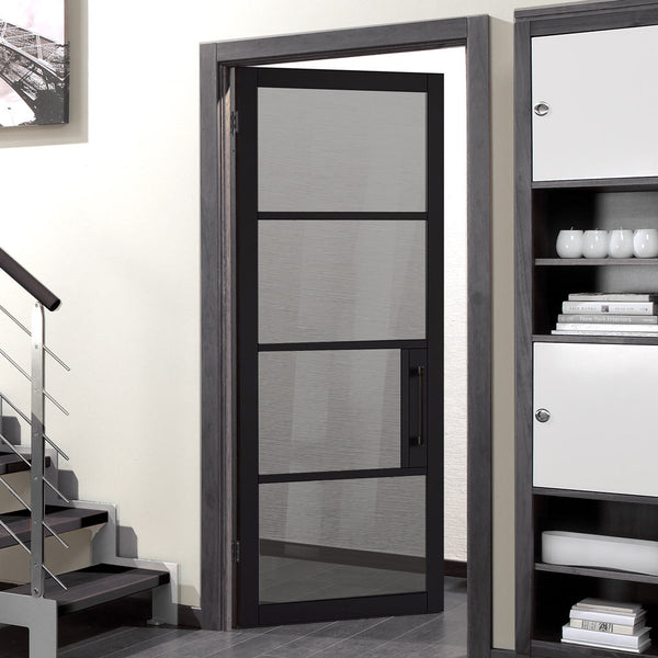 Chelsea 4 Pane Black Primed Internal Door Pair - Clear Glass