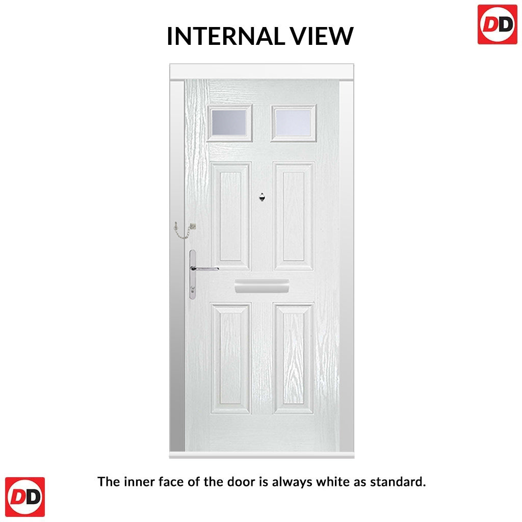 Composite Fire Front Door Set - Camarque 2 with Clear Glass - Shown in