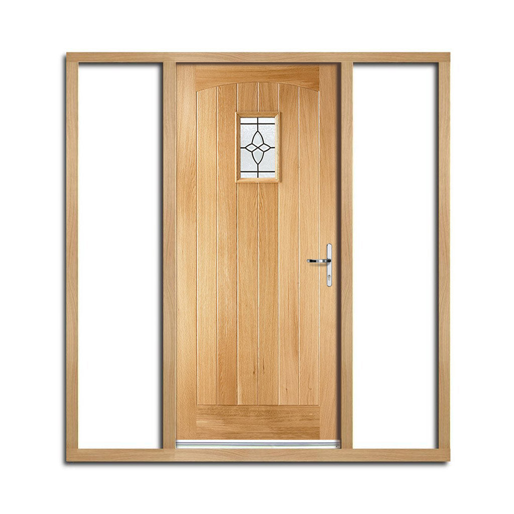 Cottage Exterior Oak Front Door and Frame Set - Bevel Tri Glazing - Tw