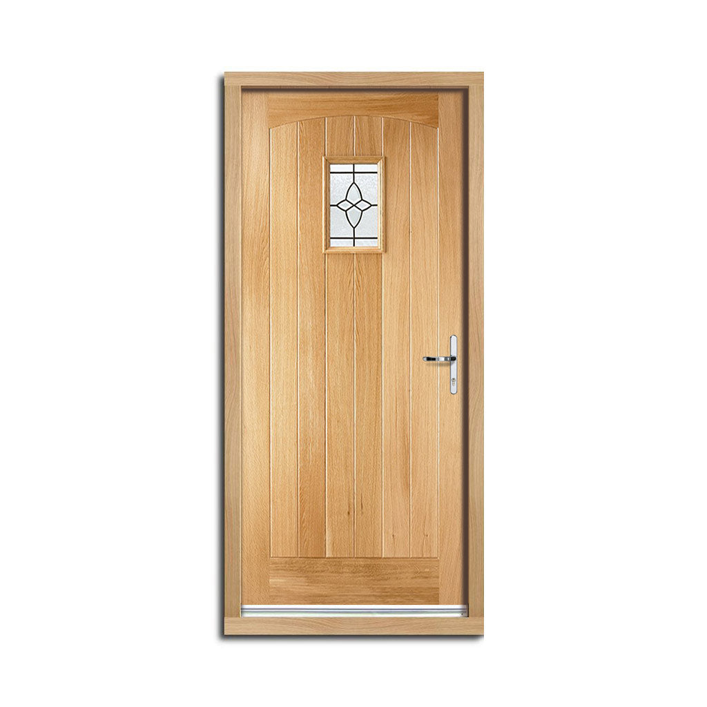 Cottage Exterior Oak Front Door and Frame Set - Bevel - Tri Glazing
