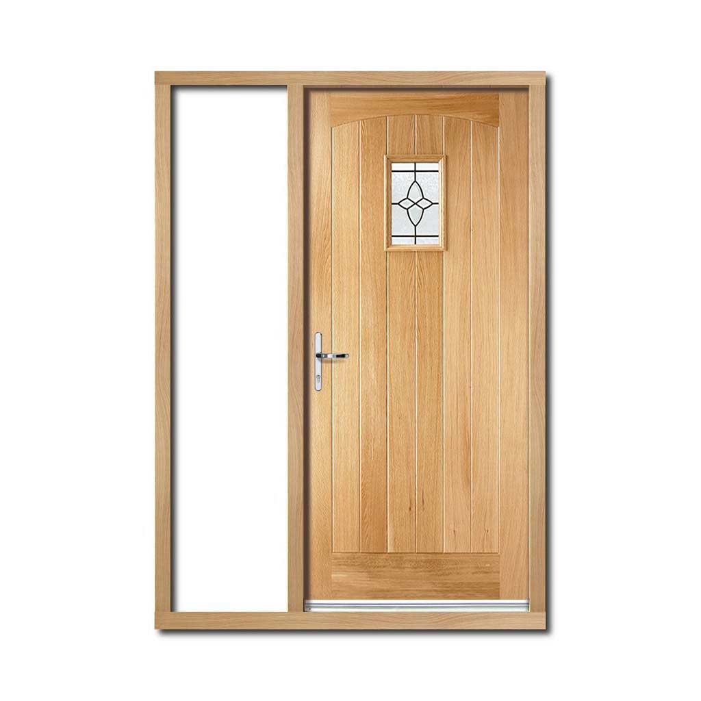 Cottage Exterior Oak Front Door and Frame Set - Bevel - Tri Glazing