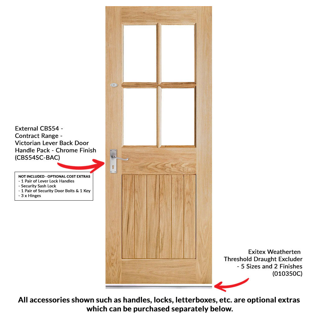 Cottage 4L Exterior Oak Back Door - Clear Double Glazing