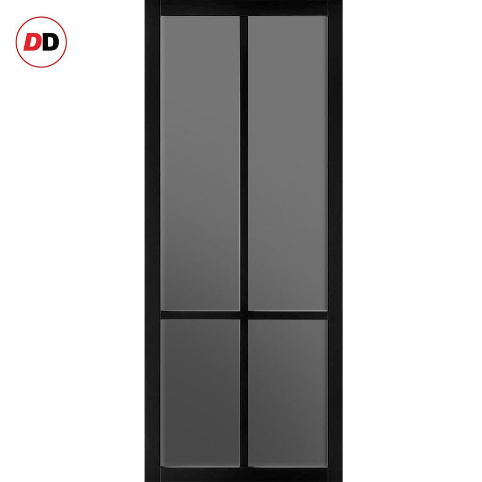 Bronx 4 Pane Solid Wood Internal Door Pair UK Made DD6315 - Tinted Gla ...