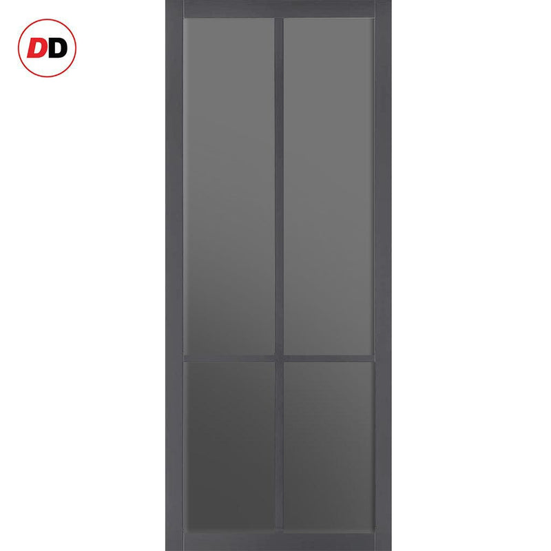 Bronx 4 Pane Solid Wood Internal Door Pair UK Made DD6315 - Tinted Gla ...