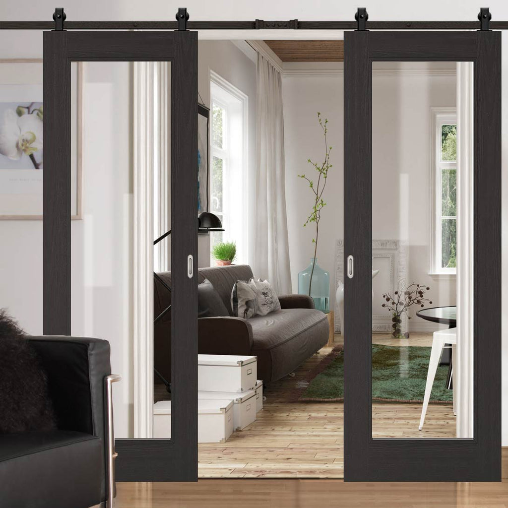 Top Mounted Black Sliding Track & Double Door - Diez Charcoal Black 1L