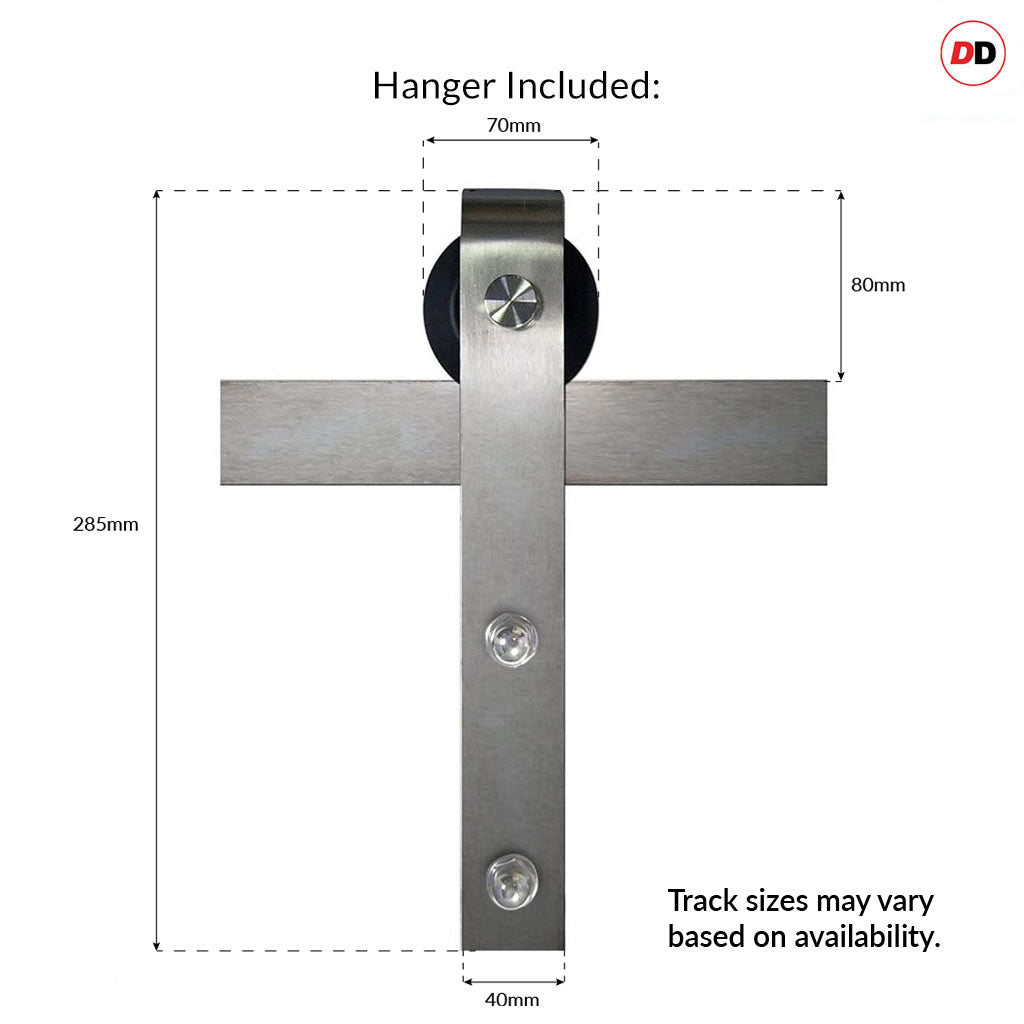 Stainless Steel Double Sliding Track for Wooden Doors - Barn Style - S