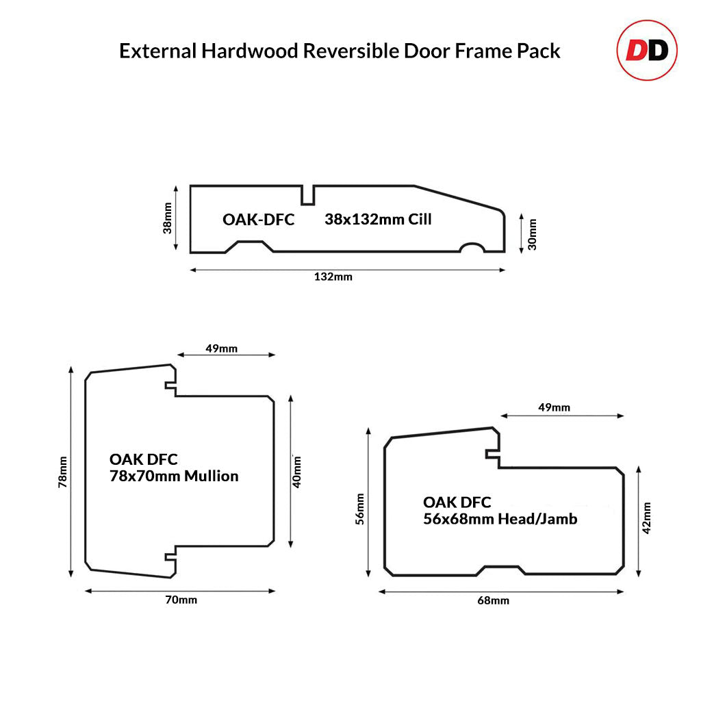Balham External Hardwood Front Door and Frame Set - Frosted Double Gla