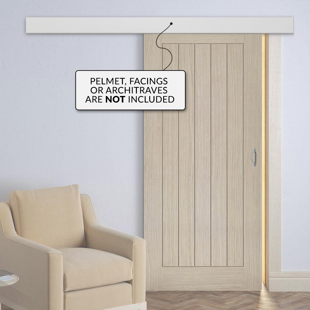 Single Sliding Door & Wall Track - Belize Light Grey Door - Prefinishe