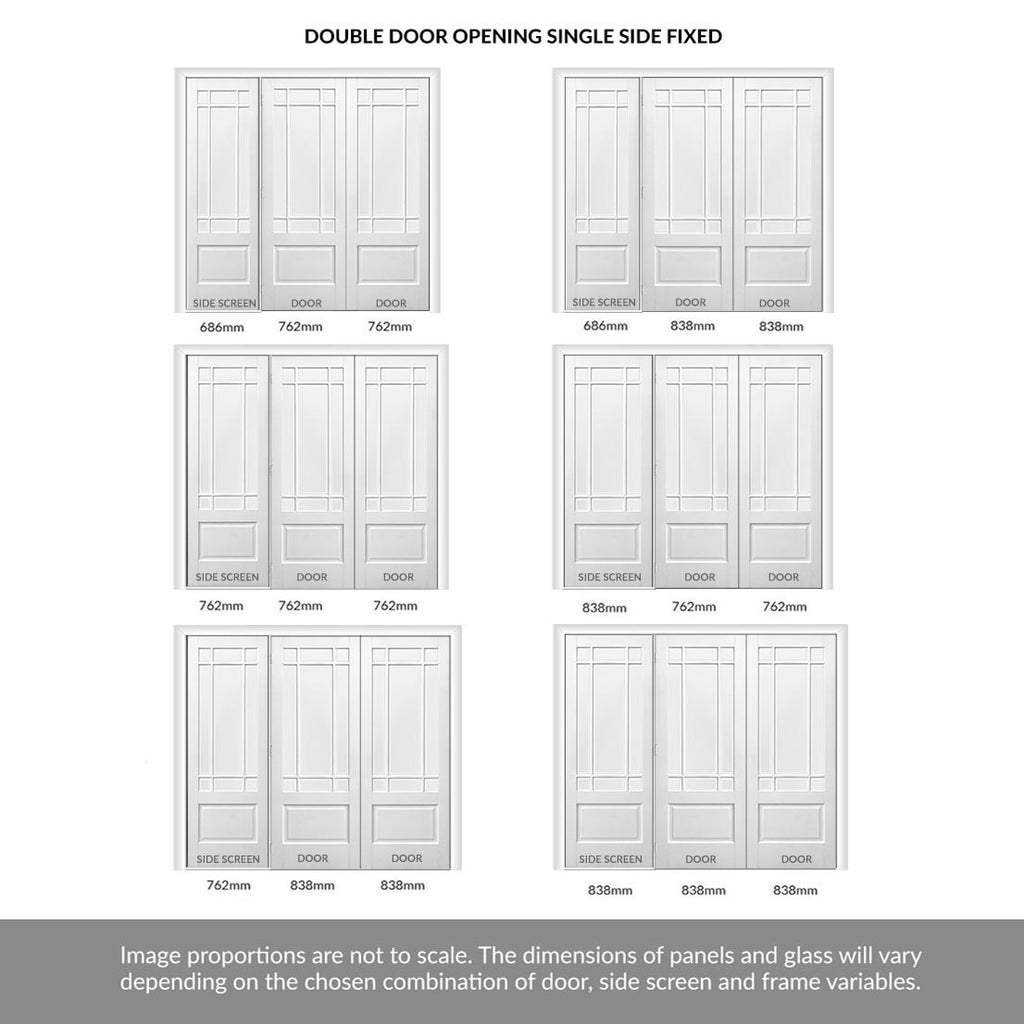 Room Divider - Downham Bevelled Clear Glass White Primed Double Doors