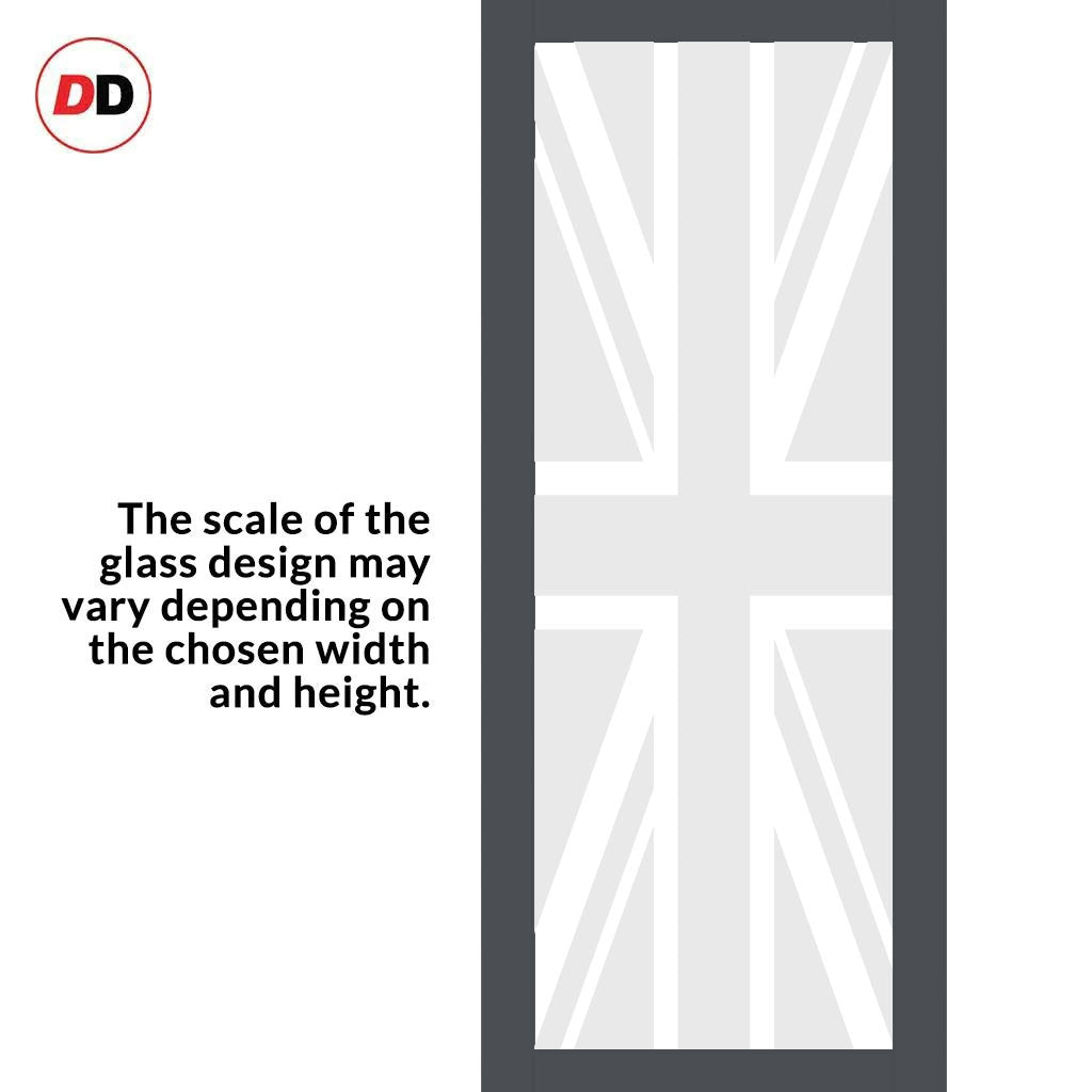Artisan Solid Wood Internal Door Pair - Union Jack Flag 6mm Obscure Gl