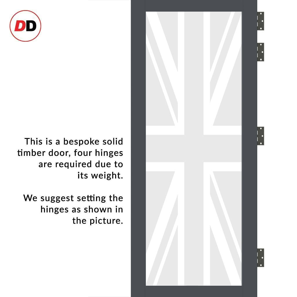 Artisan Solid Wood Internal Door Pair - Union Jack Flag 6mm Obscure Gl