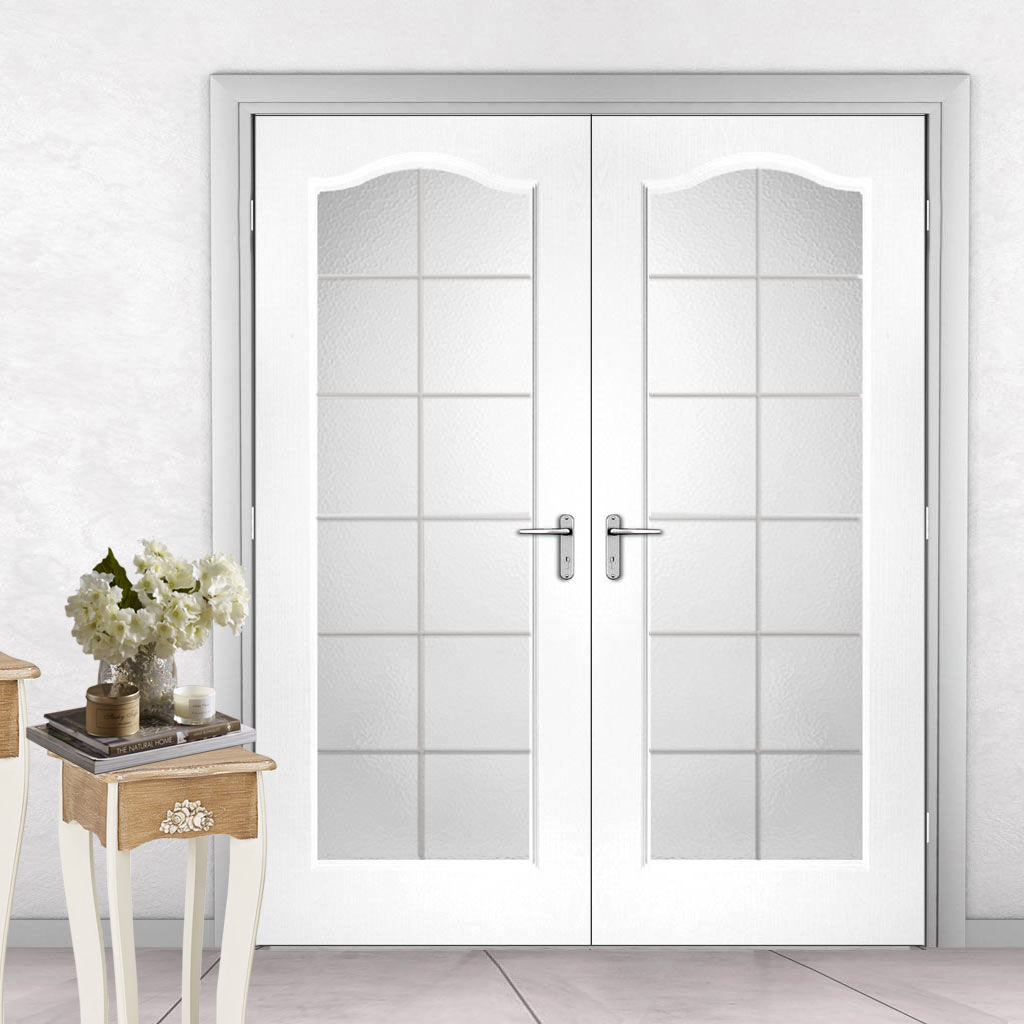 Elizabethan Lightly Grained Internal PVC Door Pair - Georgian Lead Sty