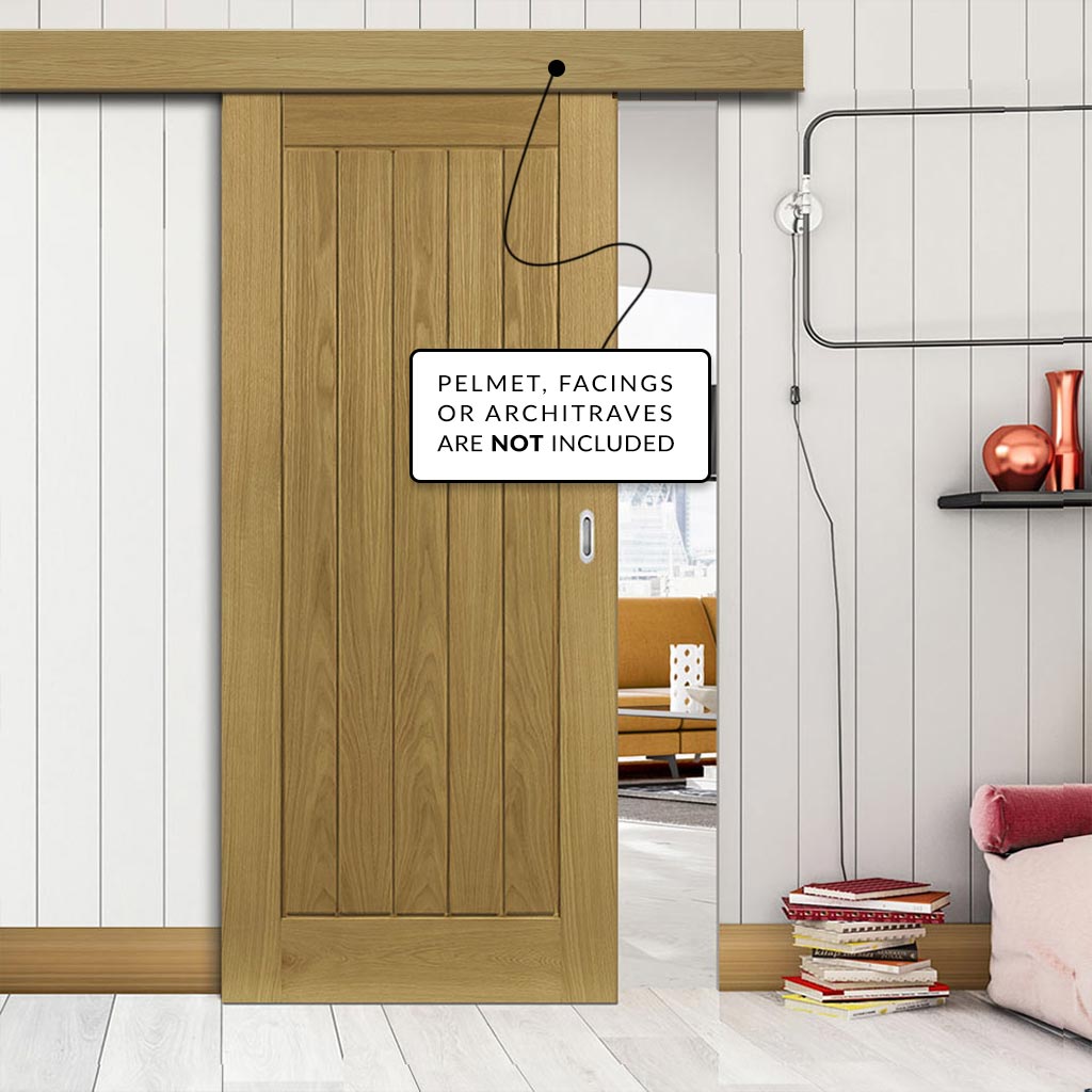 Single Sliding Door & Wall Track - Ely Real American White Oak Veneer