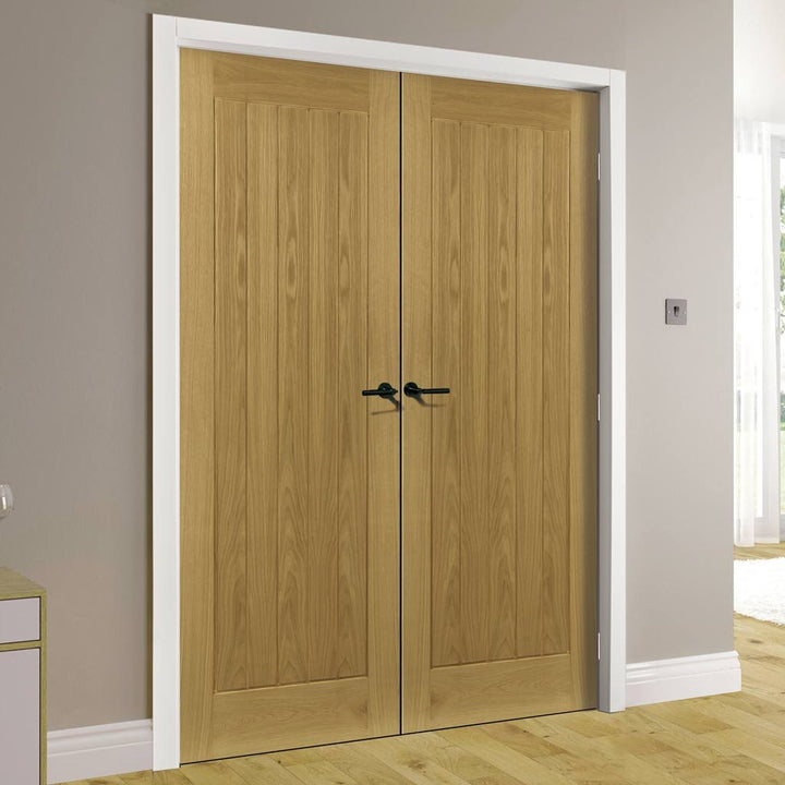Ely 5 Glazed Oak Internal Door Pair - Prefinished