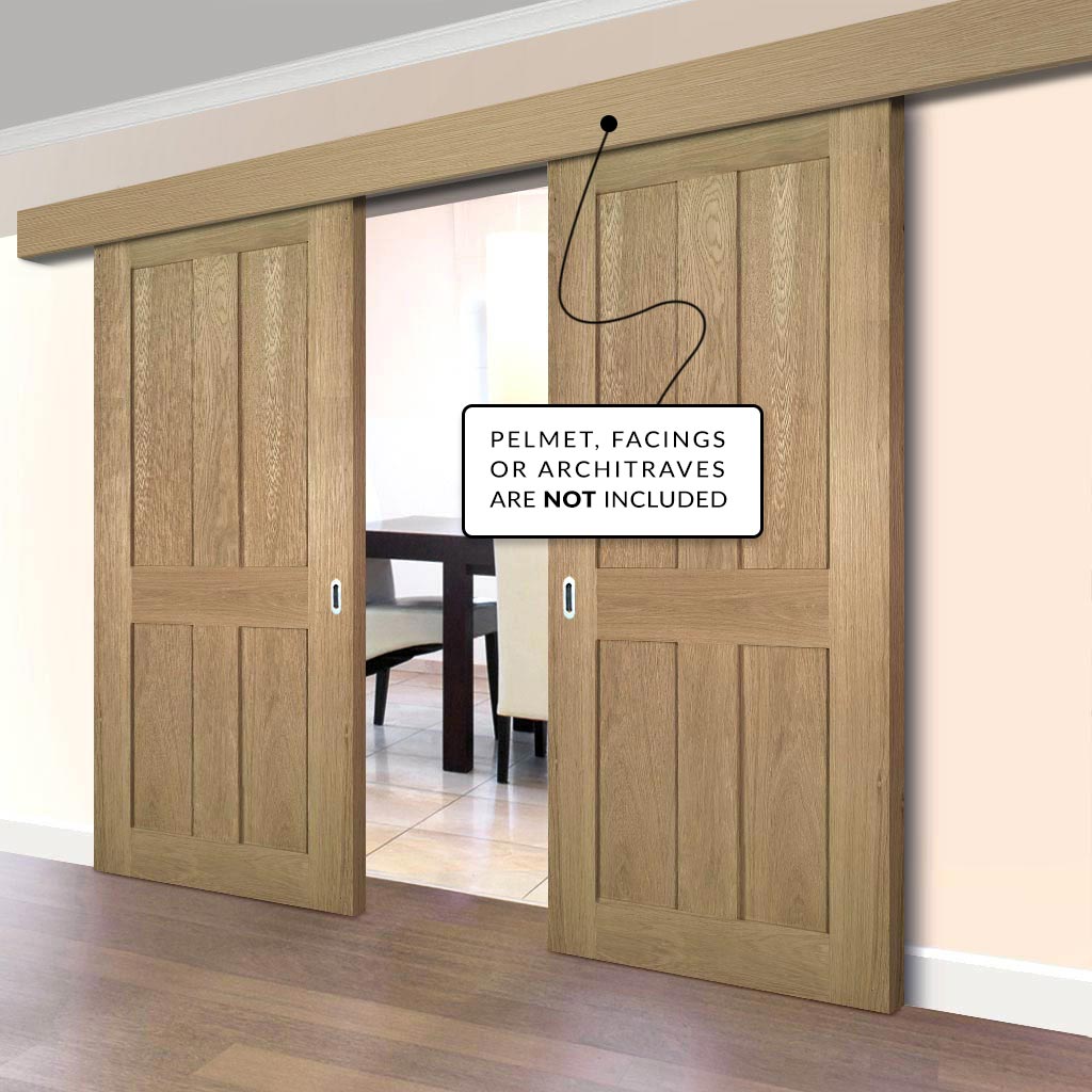 Double Sliding Door & Wall Track - Eton Real American White Oak Veneer