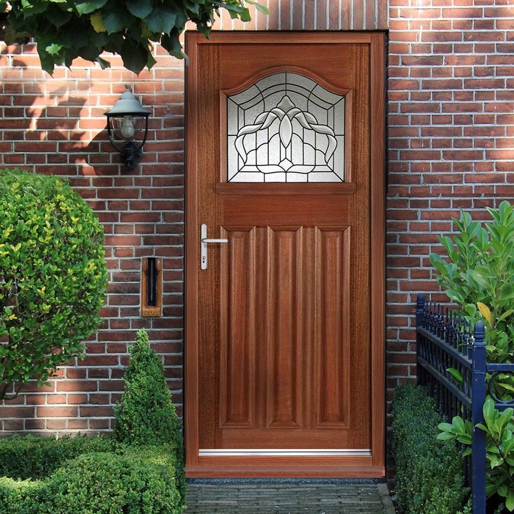 Estate Crown Hardwood External Front Door and Frame Set with Fittings