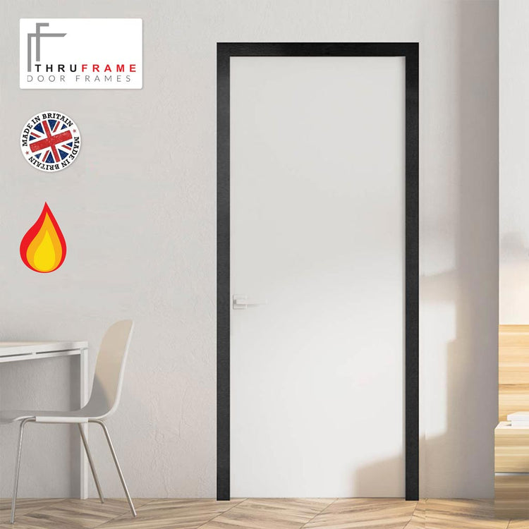 Thruframe Single Fire Door Frame Kit in Black Primed MDF - Suits 30 Mi ...
